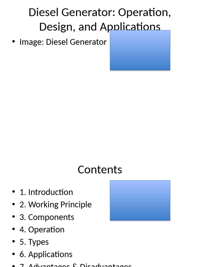 Diesel Generator Operation & Applications | PDF | Internal Combustion ...