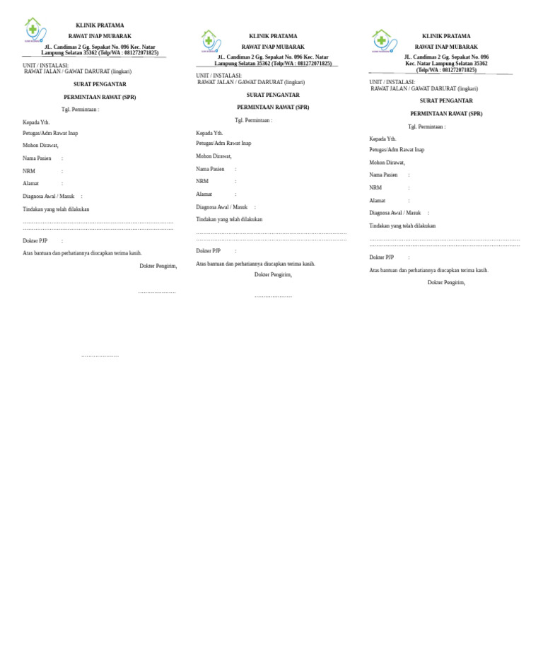 SPR Surat Perintah Rawat | PDF