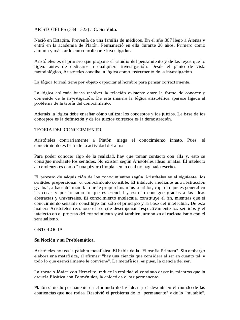 Aristo Tele S | PDF | Aristóteles | Conocimiento