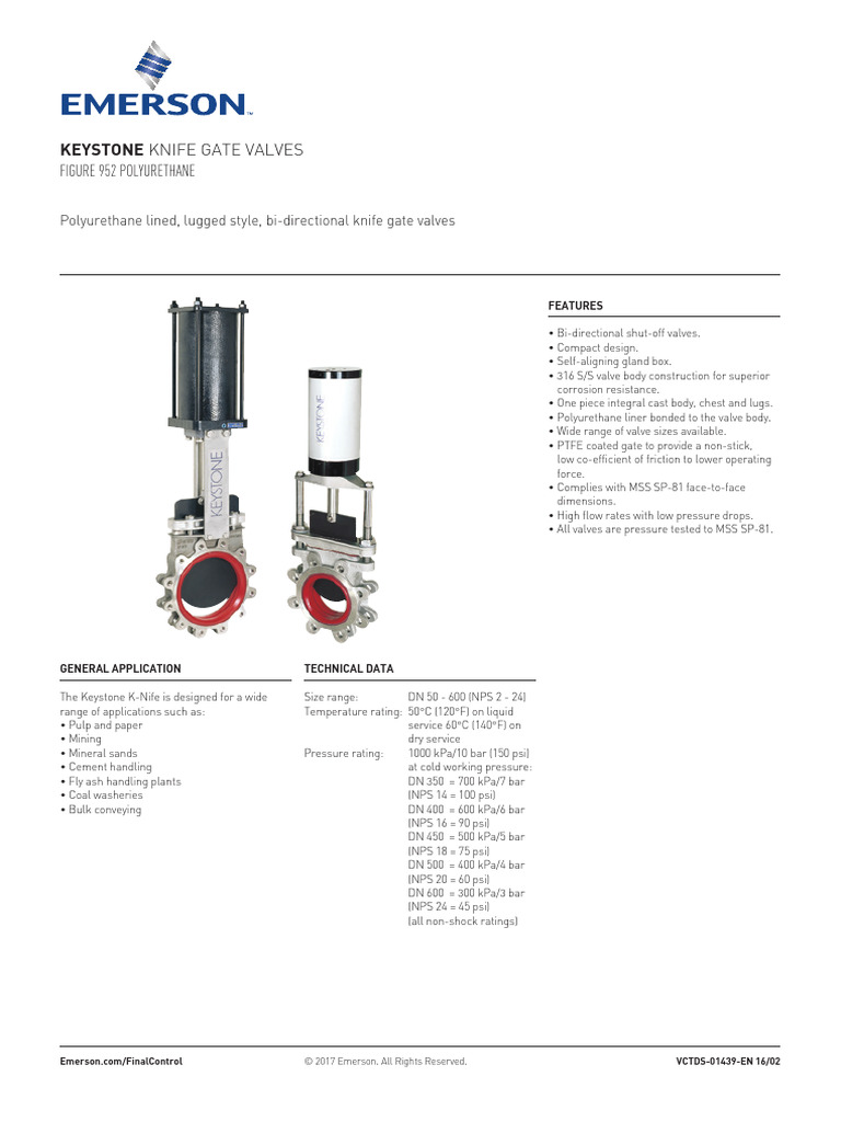 Data Sheets Knife Gate Valves Figure 952 Polyurethane Keystone en en ...