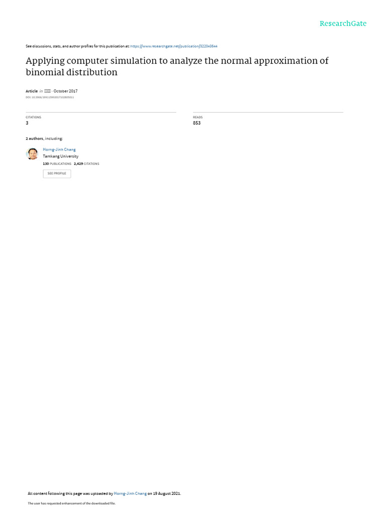 CLT ApplyingComputerSimulationtoAnalyzetheNormal | PDF | Normal ...