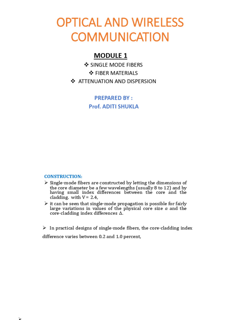 'Module 1 of Optical Communication | PDF | Optical Fiber | Dispersion (Optics)