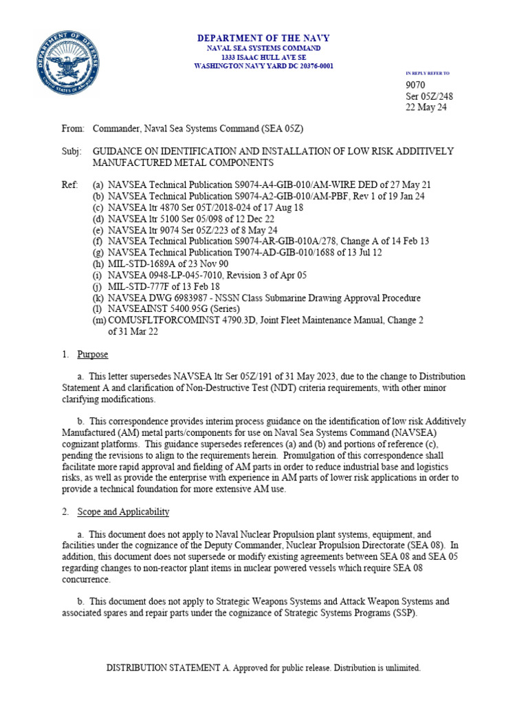 NAVSEA Letter 9070 - Ser 05Z 248 - Guidance On Identification ...