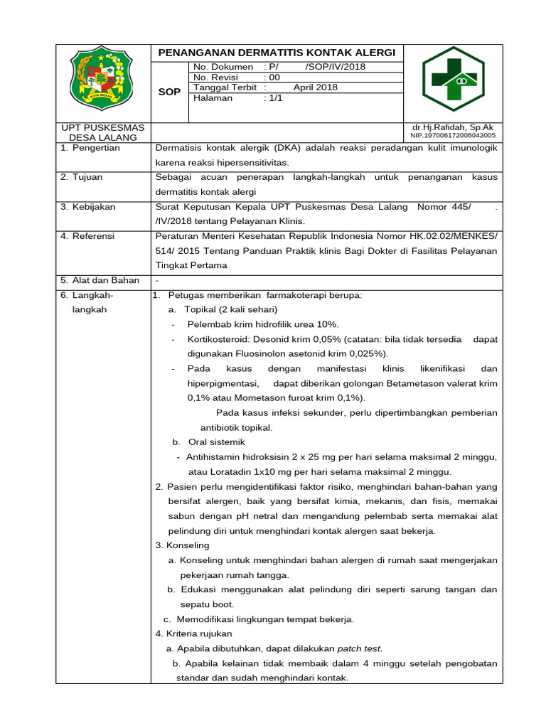 Penanganan Dermatitis Kontak Alergi | PDF