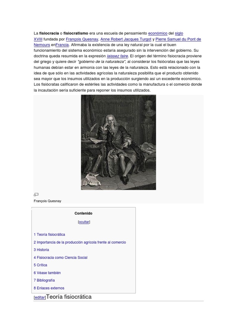 Fisiocracia: Teoría Económica del XVIII | PDF | Ciencias económicas ...