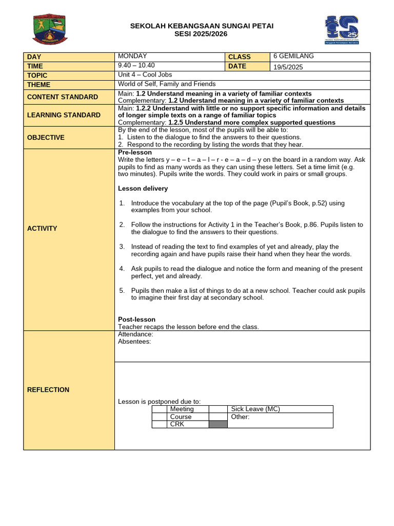 Lesson Plans for Unit 4: Cool Jobs & Celebrations | PDF | Reading ...