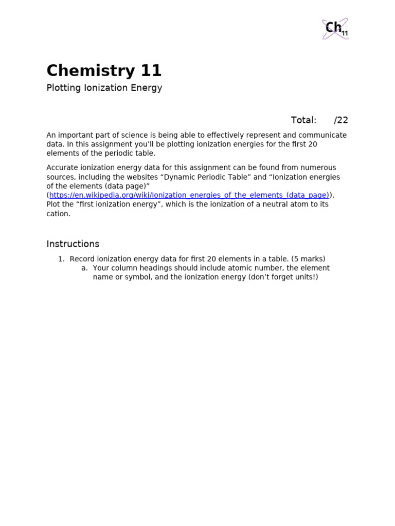 Mod1-Lesson9-Plotting Ionization Energy Assignment-2 1 | PDF ...