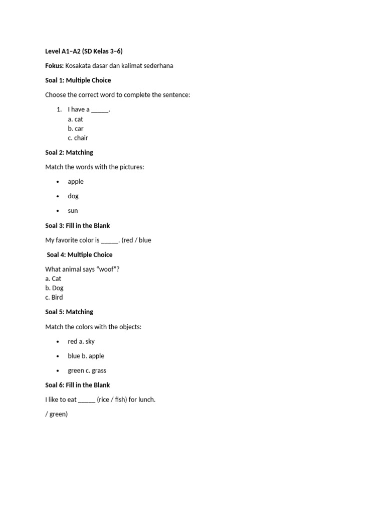 Testing Vocabulary for Different Levels | PDF | Lexical Semantics ...