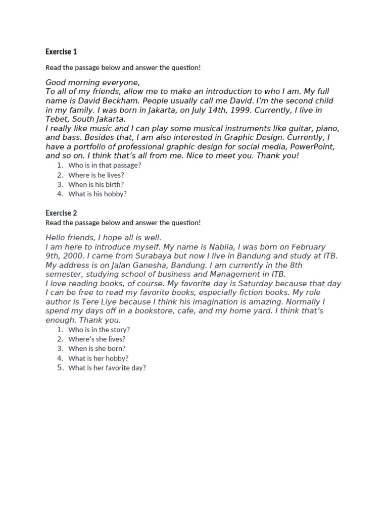 Basic Exercise 1 - Chap 1 | PDF