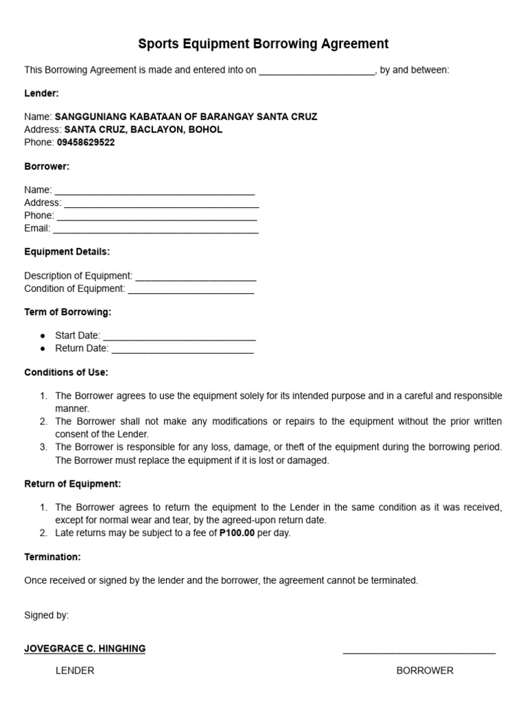 Borrower's Agreement | PDF