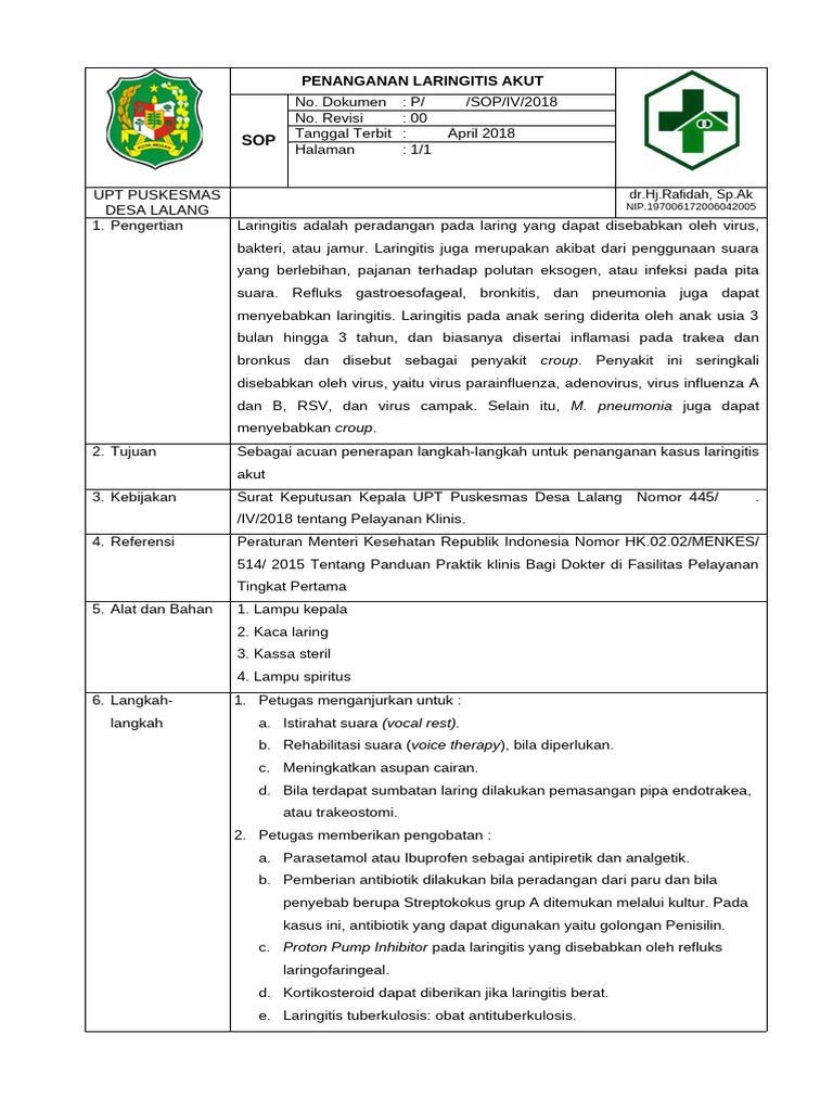 Penanganan Laringitis Akut | PDF