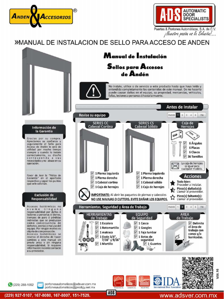 Manual de Instalacion de Sello para Acceso de Anden | PDF