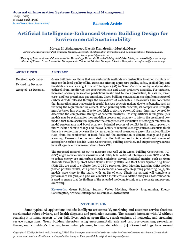 Artificial Intelligence-Enhanced Green Building de | PDF | Machine ...