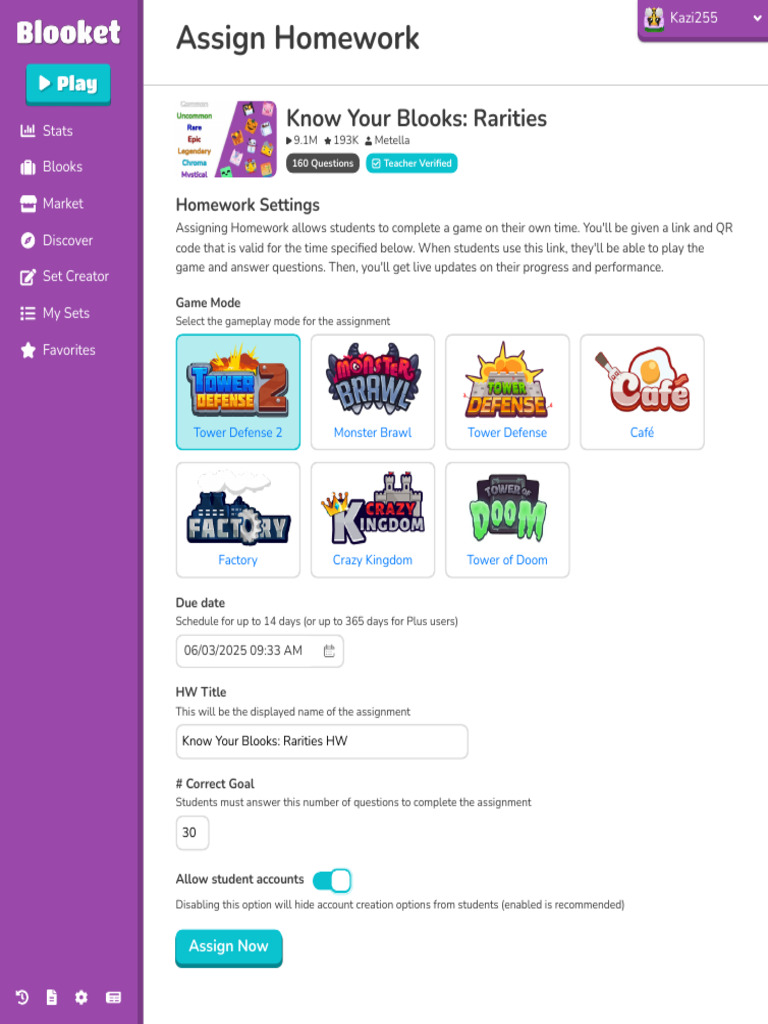 Assign Homework Blooket | PDF