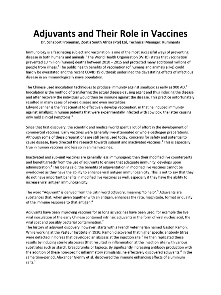 Adjuvants and Their Role in Vaccines | PDF