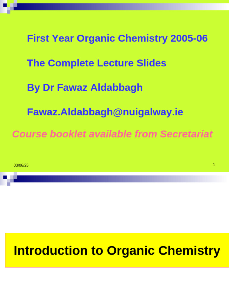 First Year Organic Chemistry 2005-06 | PDF | Alkane | Aromaticity