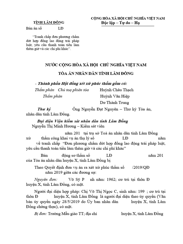 AV Vu Vo Sy Phuc Mau Giao Tan Thanh Don Phuong CDHDLD 05 2019 LDPT | PDF