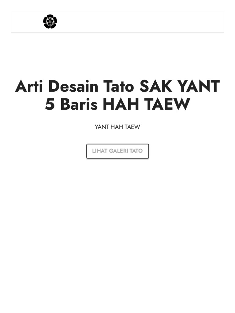 Arti Desain Tato Hah Taew 5 Baris Dari Sak Yant | PDF