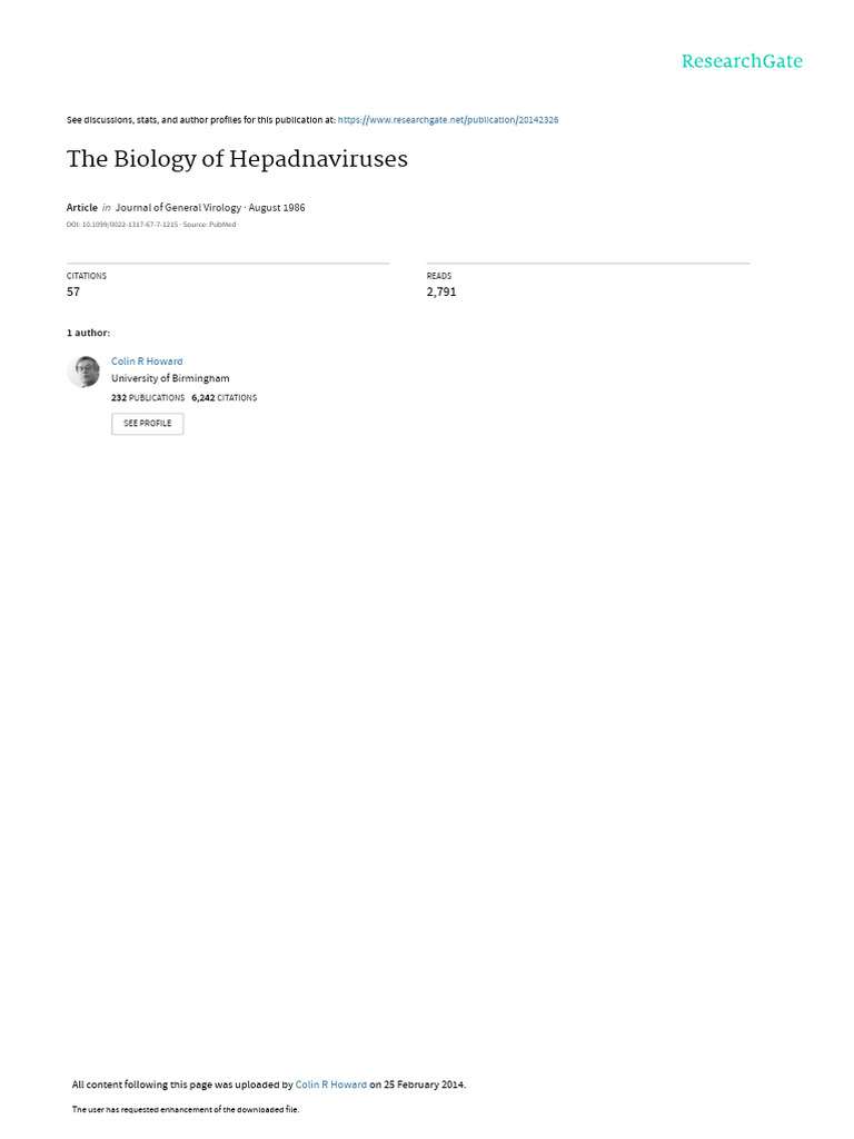 Biology of Hepadnaviruses Overview | PDF | Hepatitis B | Virus