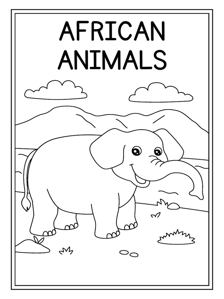 African Animals Coloring Booklet in Grayscale Illustrative Style | PDF