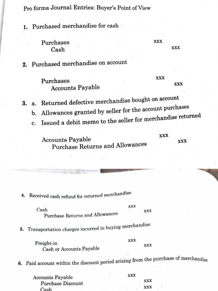 Pro Forma Journal Entries for Buyers | PDF | Accounts Payable ...