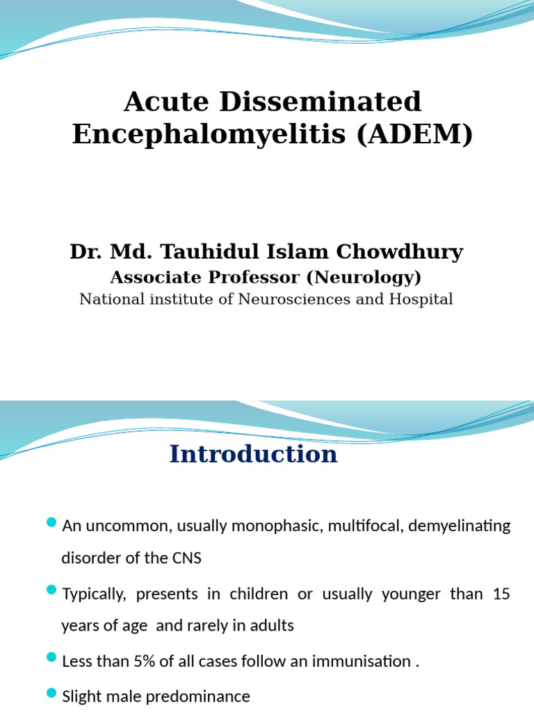 Acute Disseminated Encephalomyelitis ADEM 22 August 2020 | PDF ...