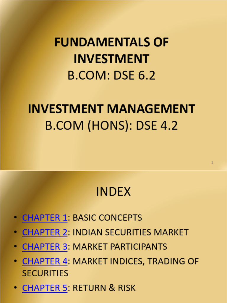 Investment Fundamentals Overview | PDF | Investing | Financial Markets