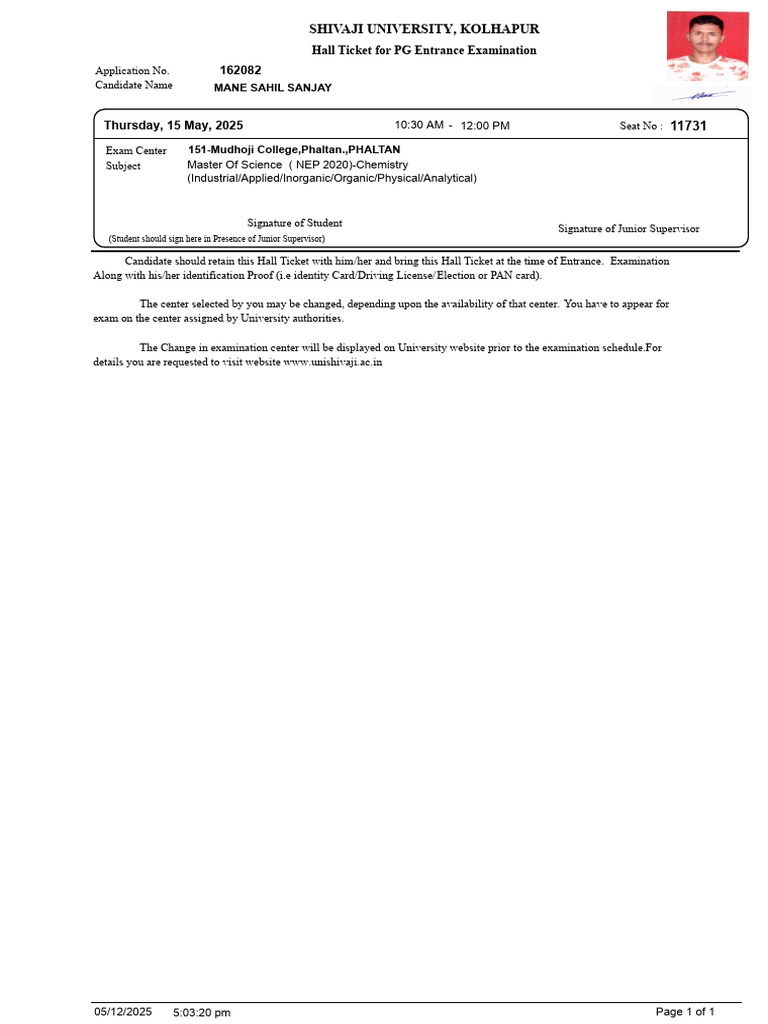 10:30 AM 12:00 PM - : Mane Sahil Sanjay | PDF