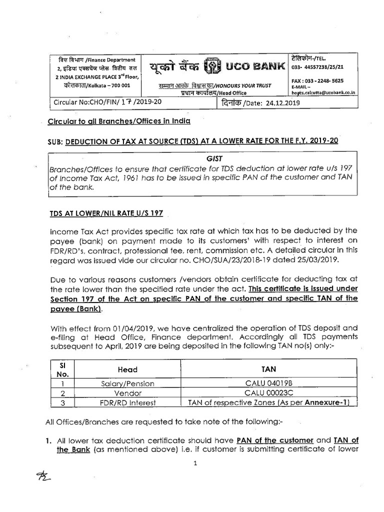 Lower Tds Certificate Section 197 | PDF