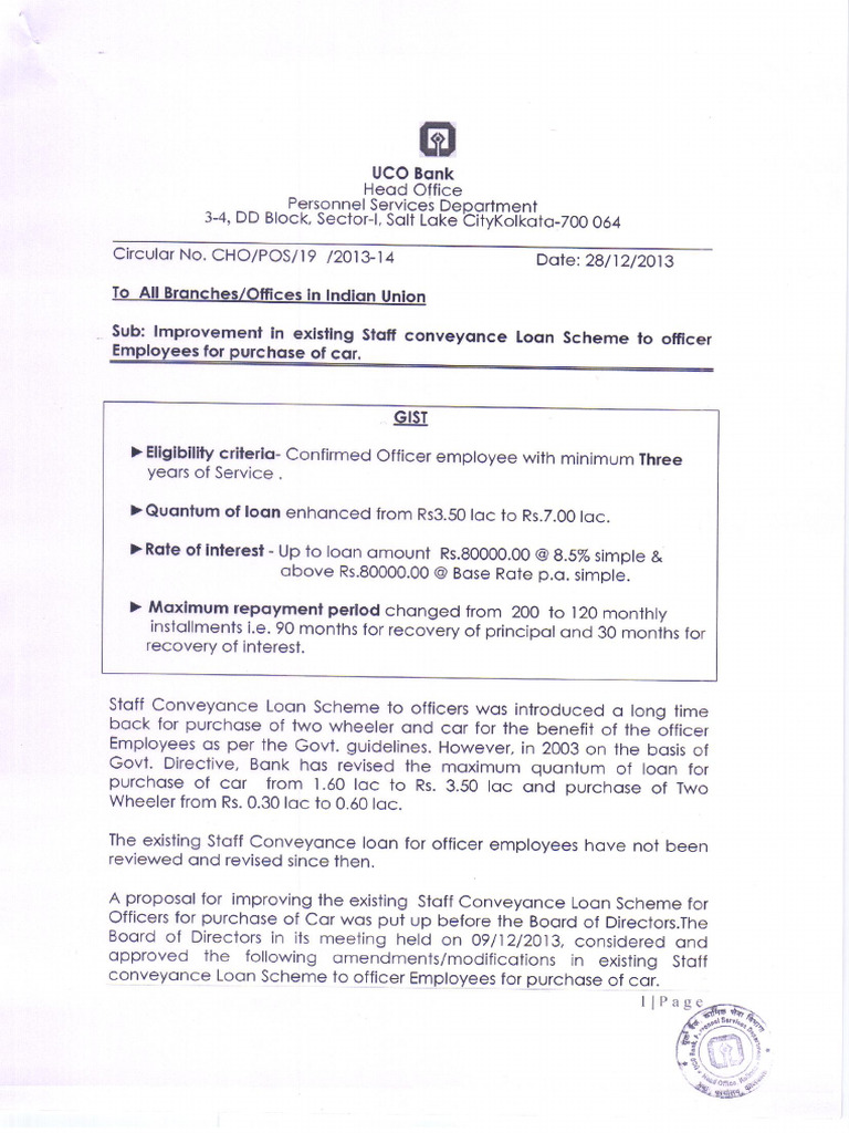 Staff Car Loan Modification | PDF