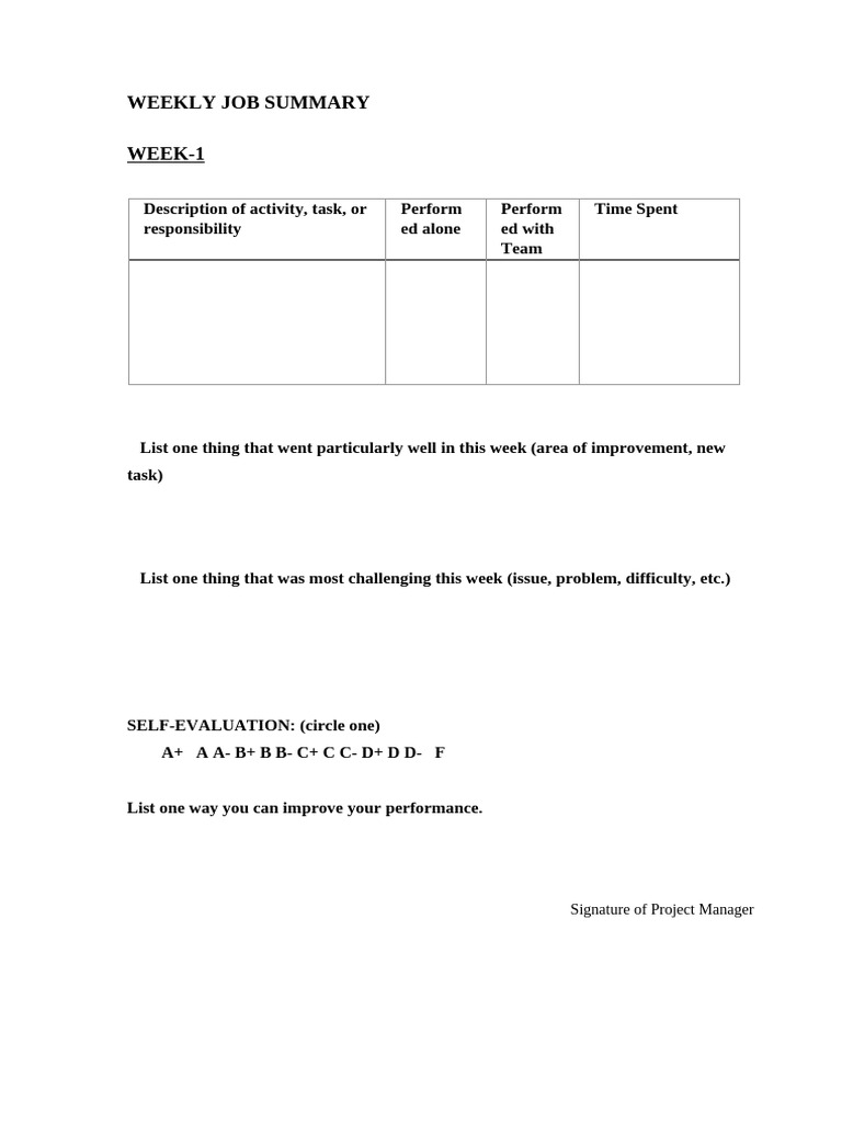 Weekly Logbook Format | PDF