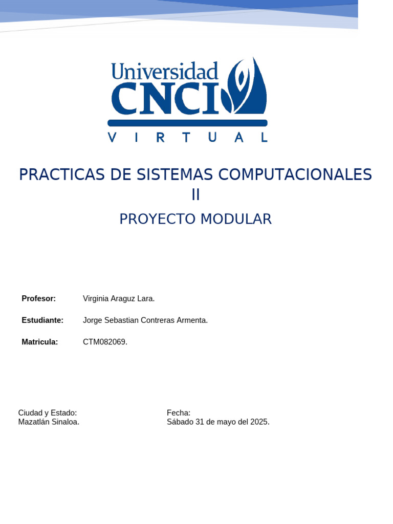 Practicas de Sistemas Computacionales Ii Proyecto Modular | PDF | Maestros | Informática