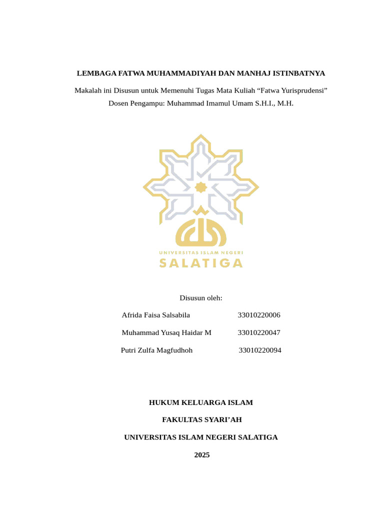 Manhaj Istinbat Fatwa Muhammadiyah | PDF