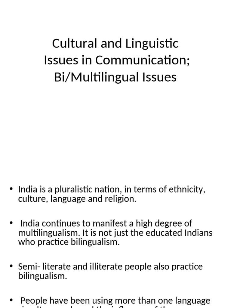 Cultural and Linguistic Issues in Communication | PDF | Multilingualism ...