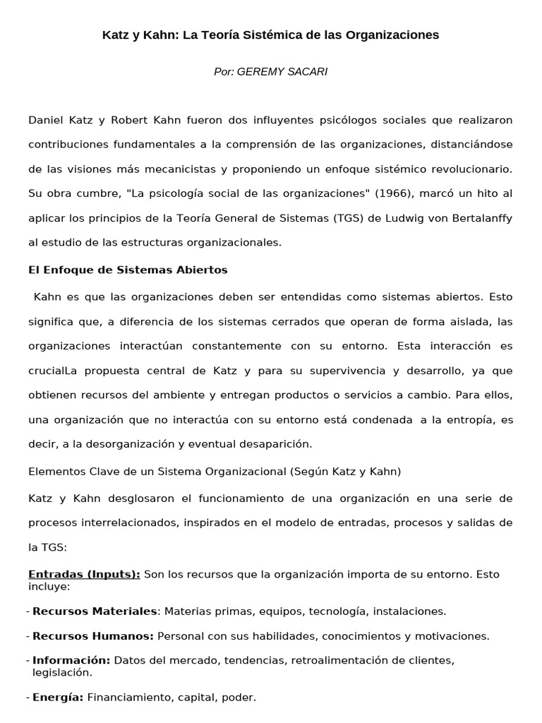 Katz y Kahn | PDF | Teoría de sistemas | Realimentación