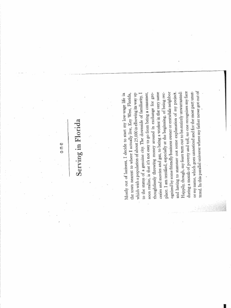 Edited Nickel and Dimed, Ch1 Serving in Florida | PDF