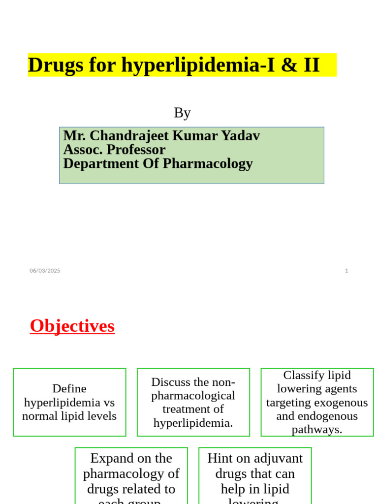 9 - Drugs For Hyperlipidemia I & II | PDF | Lipoprotein | Statin