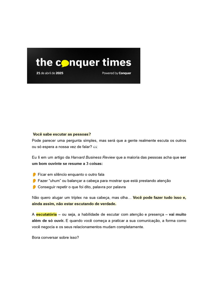 Você Sabe Escutar As Pessoas Então Aprenda... | PDF | Emoções | Comunicação
