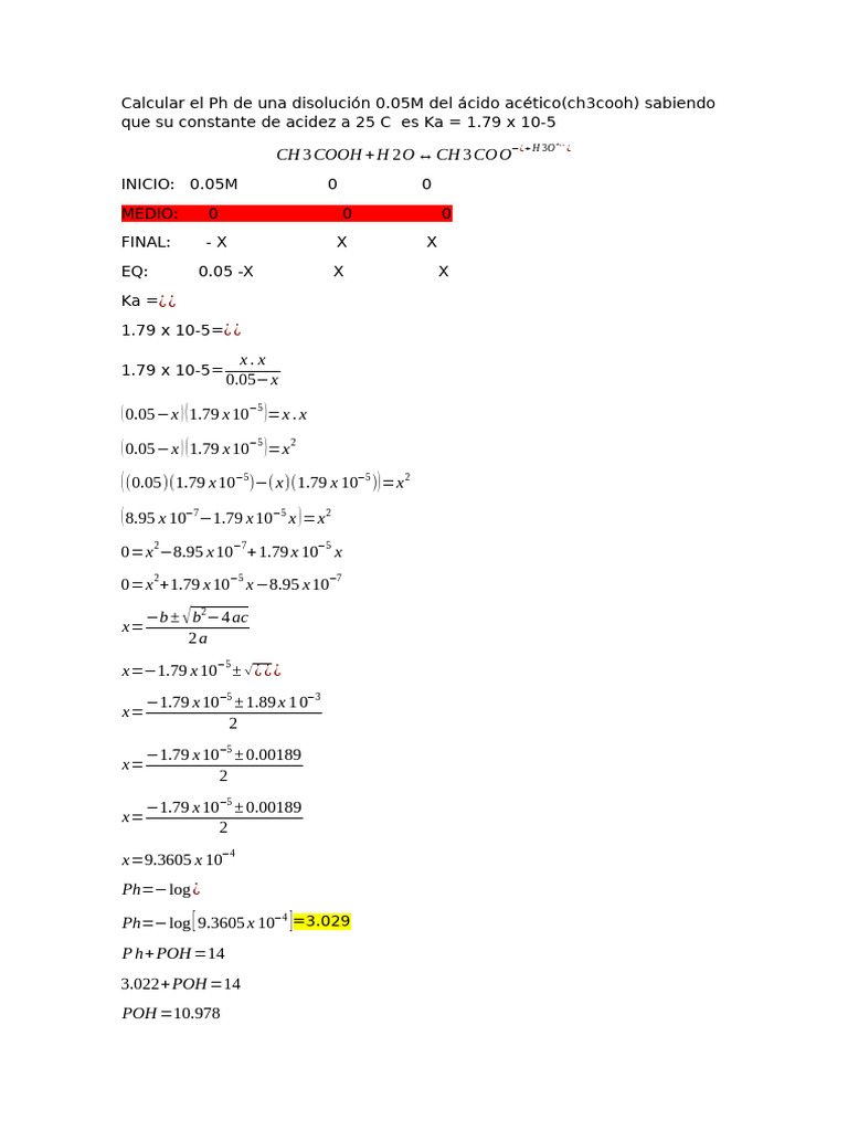 Calcular El PH de Una Disolución 0 | PDF