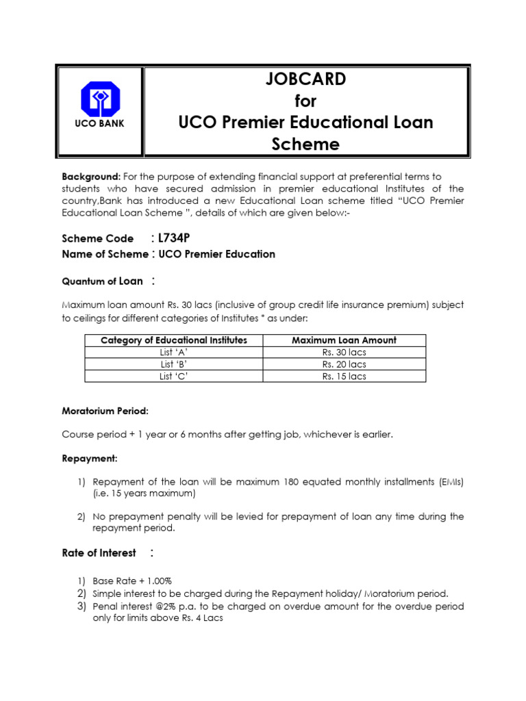 1363351647 Jobcard UCO Premier Education | PDF
