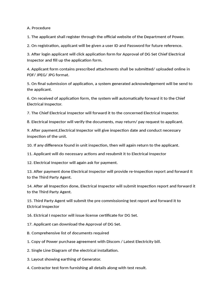 Steps To Obtain Permition For DG | PDF