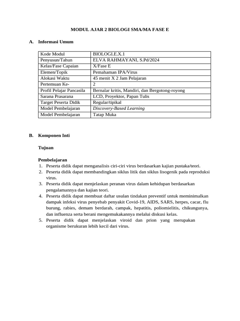 Modul Virus Observasi | PDF