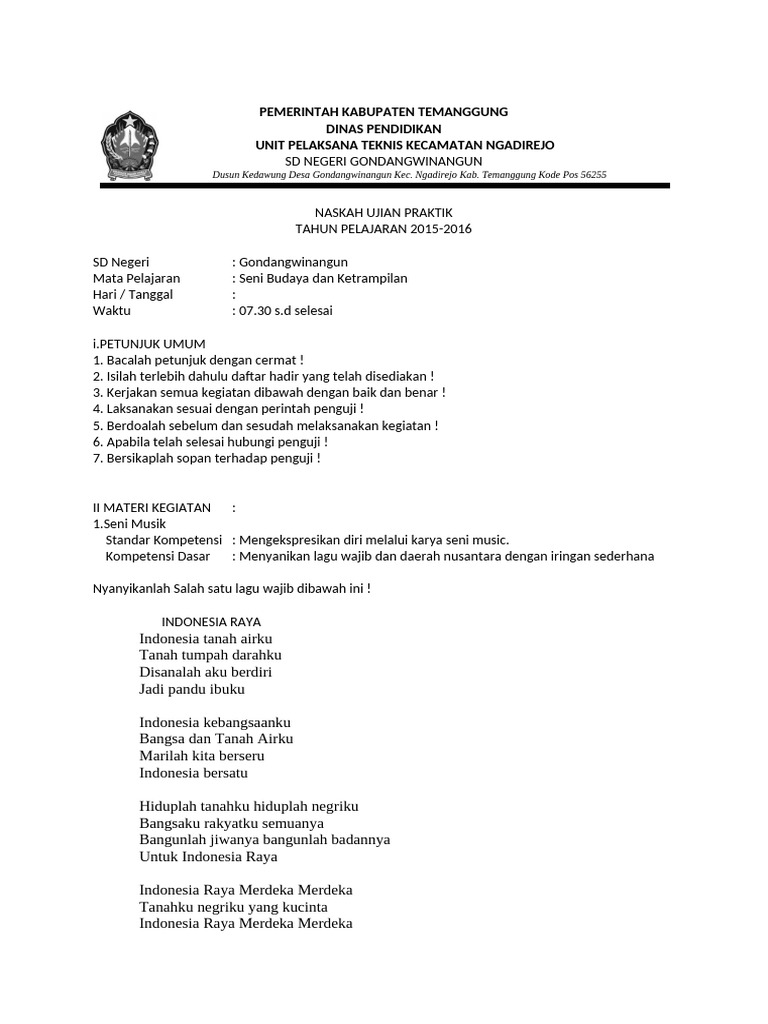 Naskah Soal Praktik SBK | PDF