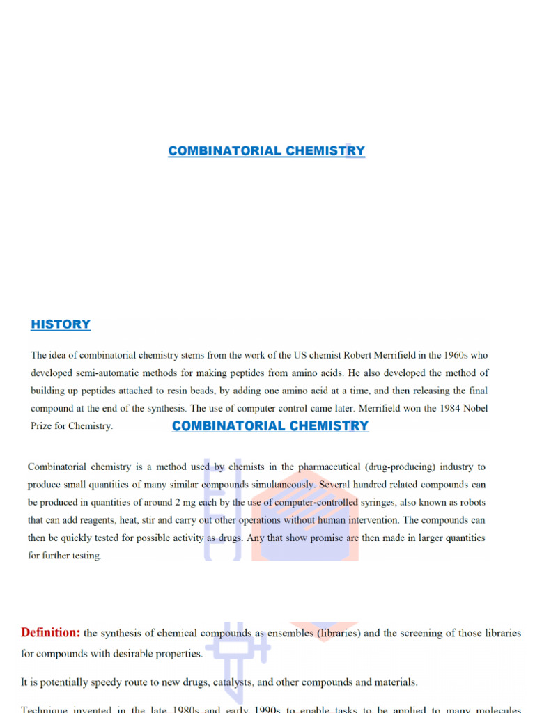 combinatorial chemistry | PDF | High Throughput Screening | Cell Signaling