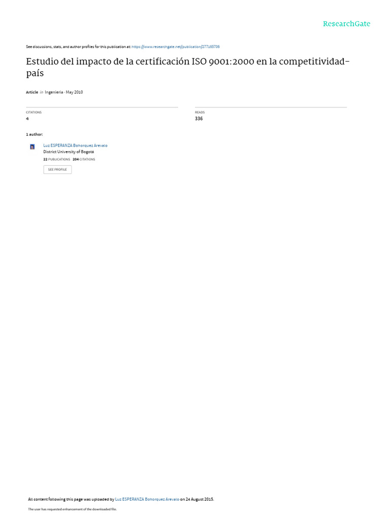 Estudio Del Impacto de La Certificacion ISO 900120 | PDF | foro Economico Mundial | Producto ...