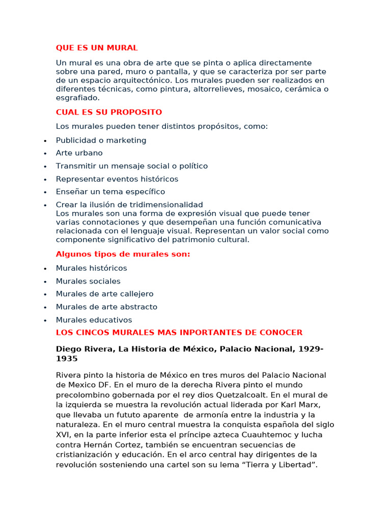 QUE ES UN MURAL | PDF | Mural | Pinturas