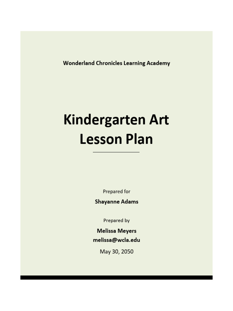 Kindergarten Art Lesson Plan Template | PDF