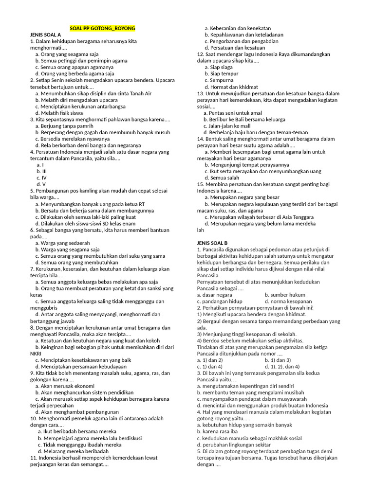 SOAL PP Gotong Royong | PDF
