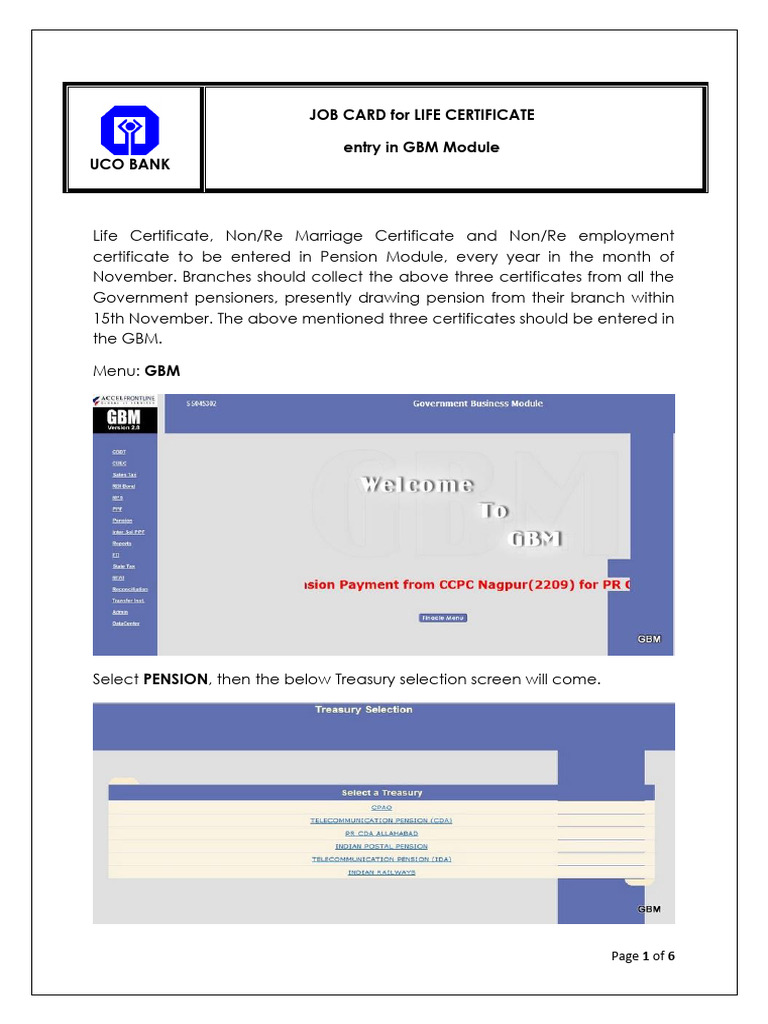 GBM Life Certificate Job Card | PDF | Computing | Software