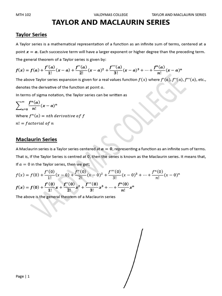 Taylor and Maclaurin Series Overview | PDF | Calculus | Elementary ...